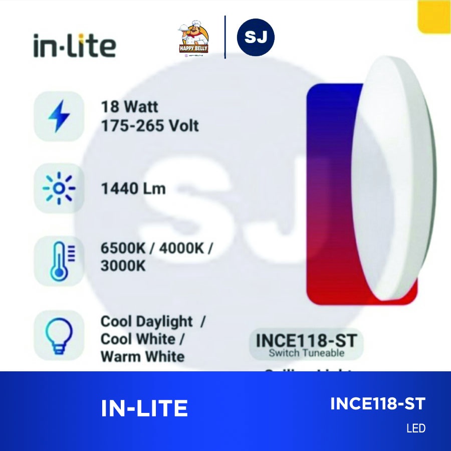 Jual LAMPU LED PLAFON BARET CEILING LIGHT INLITE 18W 18 WATT - INCE118 ...