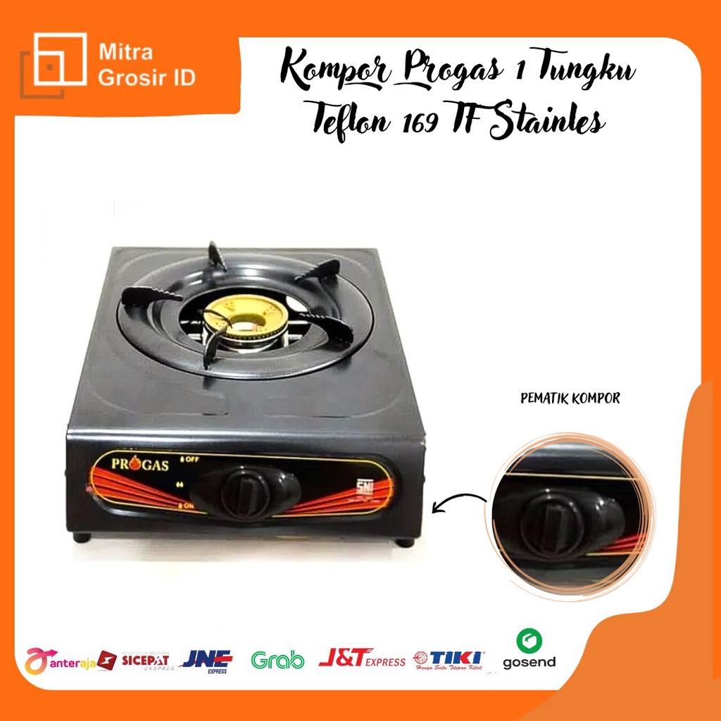 Jual Kompor PROGAS 1 Tungku Teflon 169TF | Shopee Indonesia