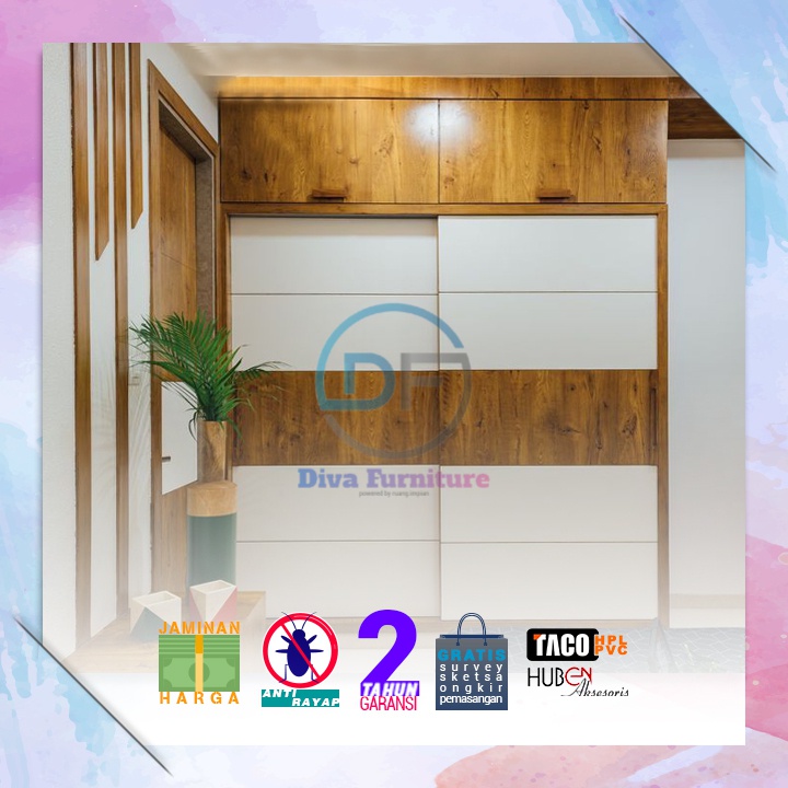 Jual Custom Lemari Pakaian HPL | bahan 12 mm | Wardrobe Murah | Walk-in ...