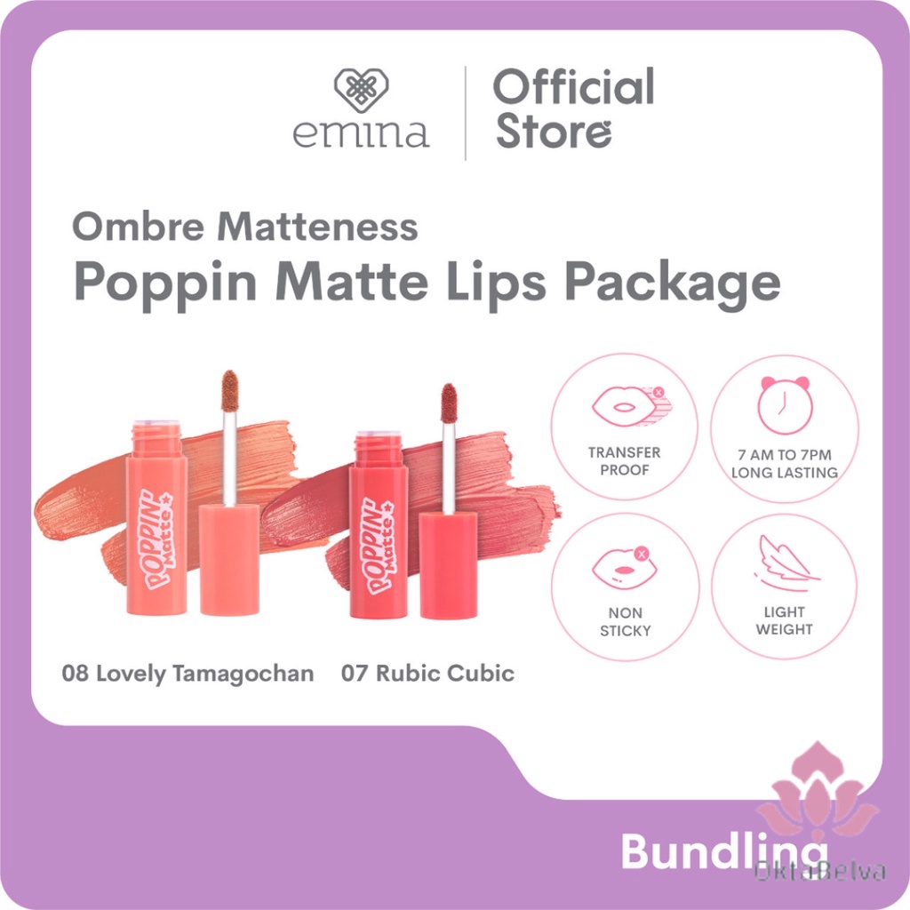 Jual Emina Ombre Matteness Lips Package | Poppin’ Matte 07 Rubic Cubic ...