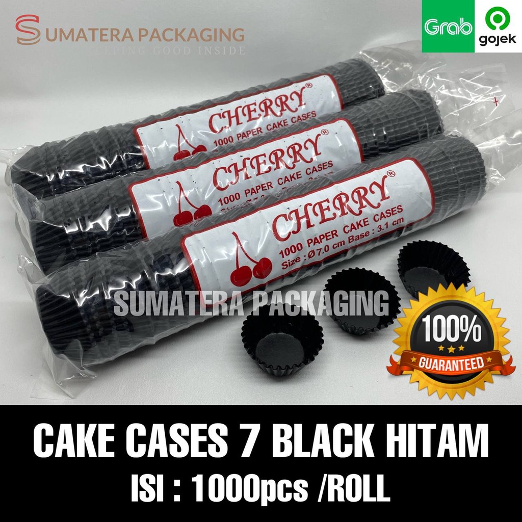 Jual Paper Cake Cases cup 7cm Alas Roti Kue Bolu Kertas CHERRY 7 BLACK ...