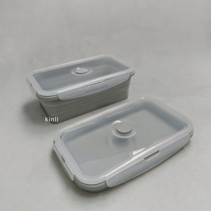 Jual collapsible lunch box grey foldable food container tempat makan ...