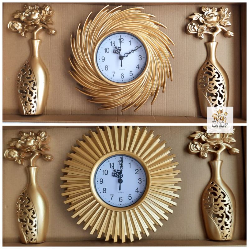 Jual Jam Dinding Set Bunga Hiasan Ruang Tamu Wall Clock Dekorasi ...