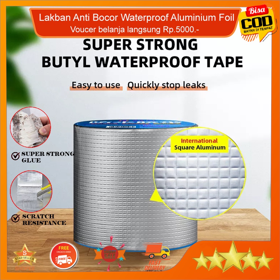 Jual Lakban Anti Bocor Waterproof Bahan Aluminium Foil Butyl Super Tape Tembel Atap Bocor ...
