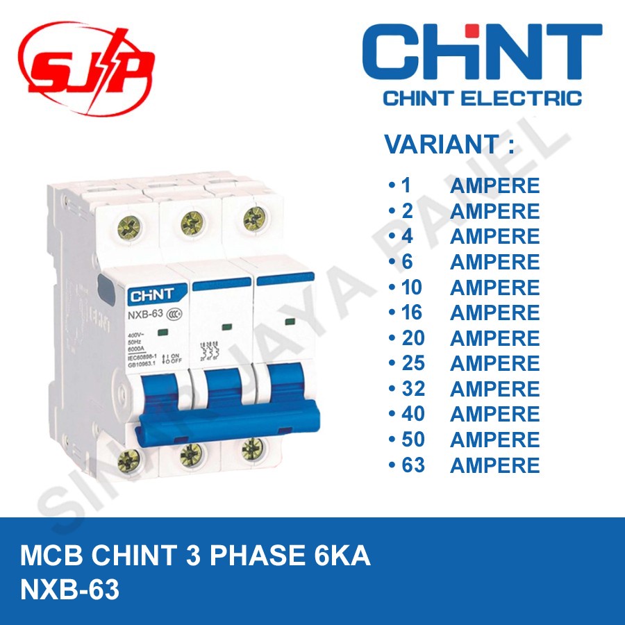 Jual MCB CHINT NXB-63 3P 6kA 1A 2A 4A 6A 10A 16A 20A 25A 32A 40A 50A 63A ORIGINAL | Shopee Indonesia