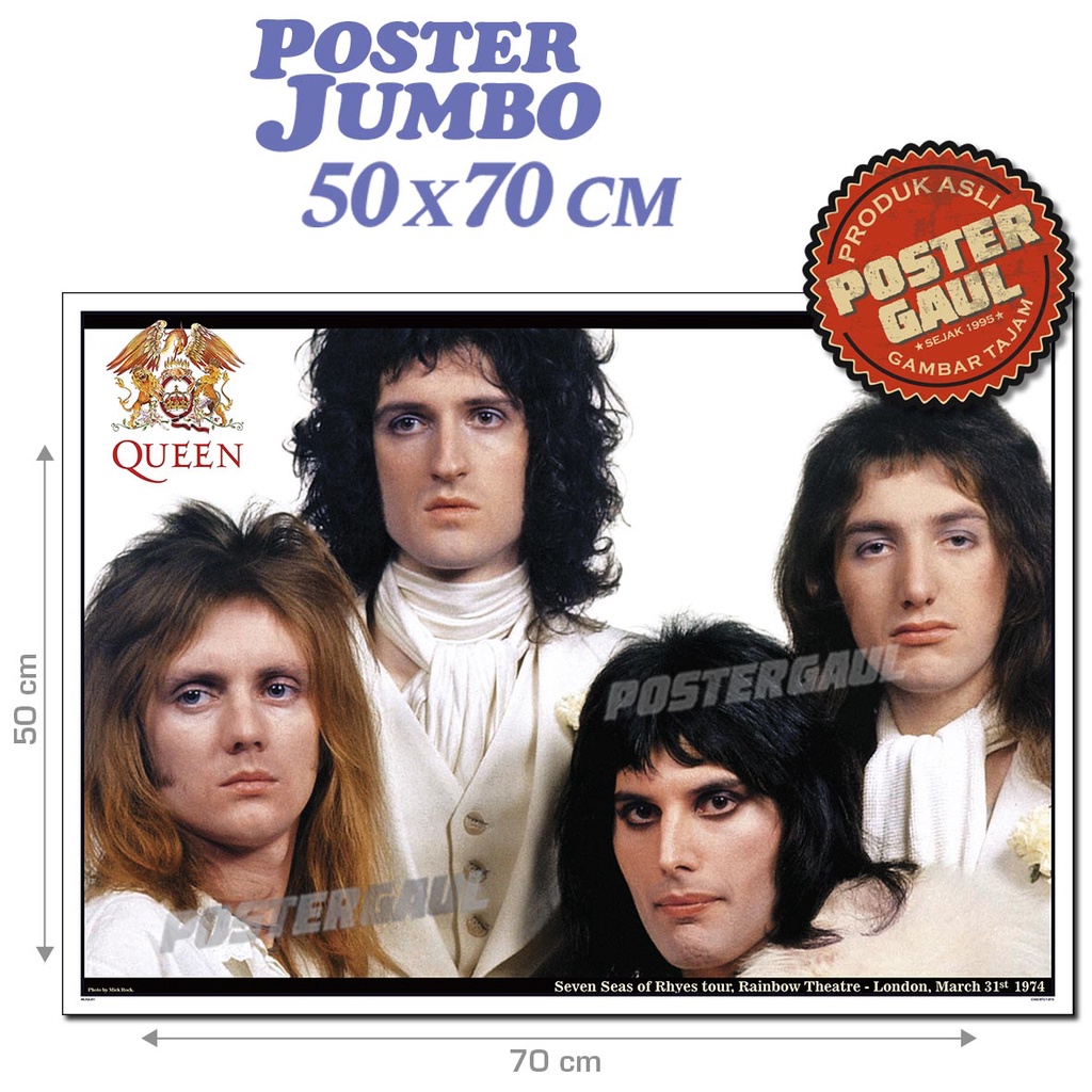 Jual Poster Jumbo QUEEN: SEVEN SEAS OF RHYE TOUR 1974 - ukuran 50x70 cm ...