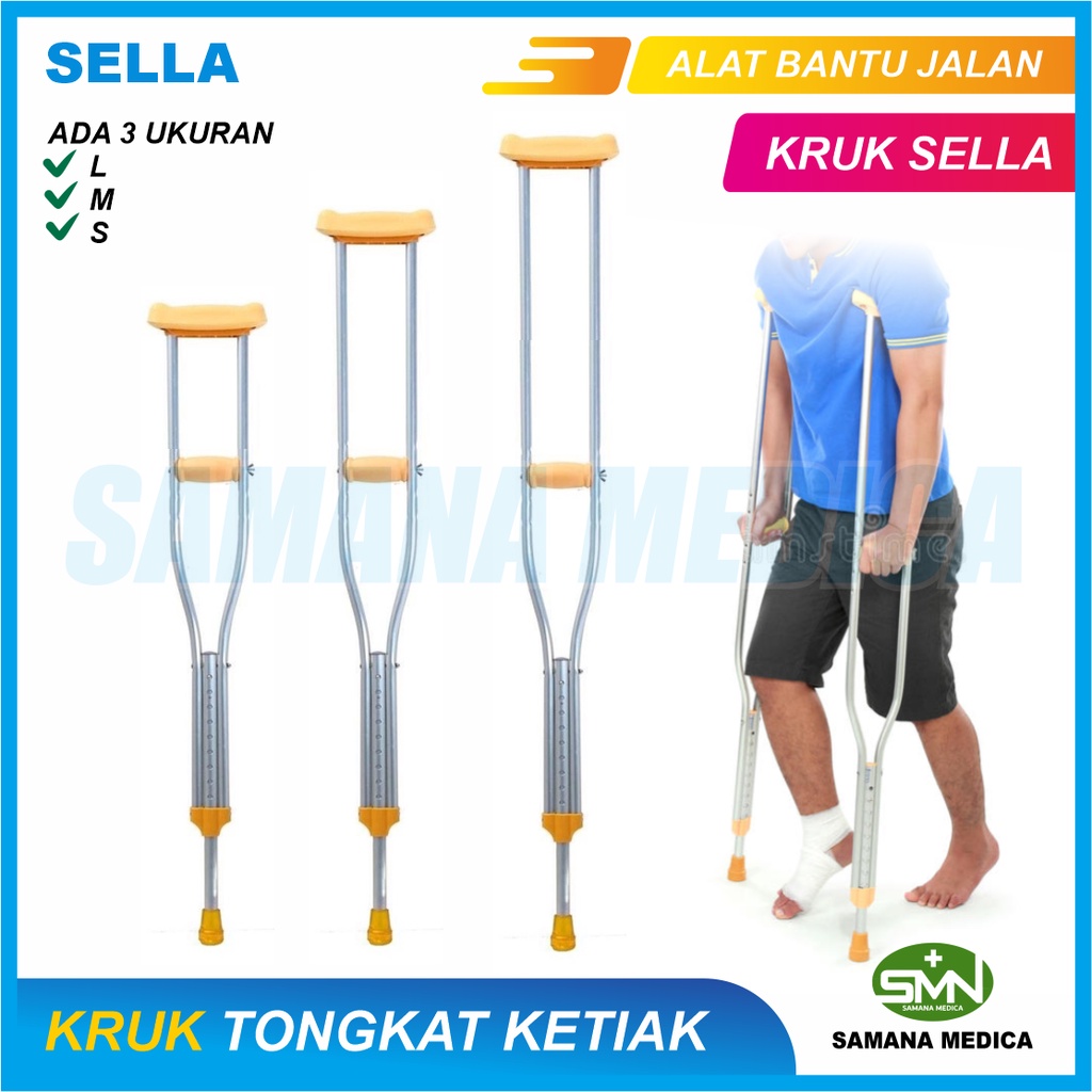 Jual Kruk Tongkat Ketiak SELLA Ukuran S M L Aluminum Almini Adjustable ...