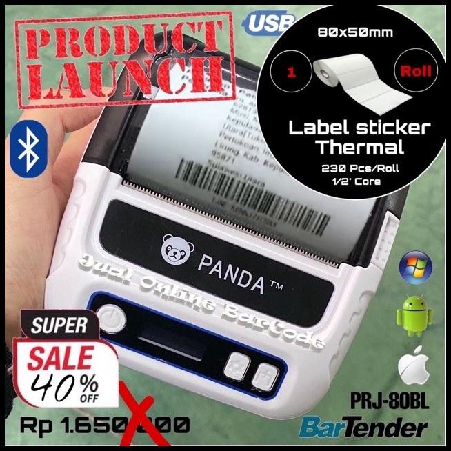 Jual Label Printer Panda Prj-80Bl Bluetooth +Sticker Thermal U ...