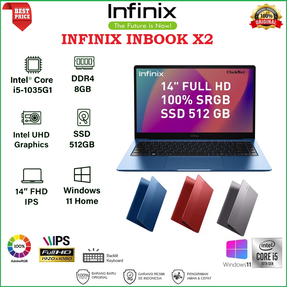 Jual LAPTOP INFINIX INBOOK X2 - I5-1035G1 8GB 512GB SSD FHD IPS sRGB ...
