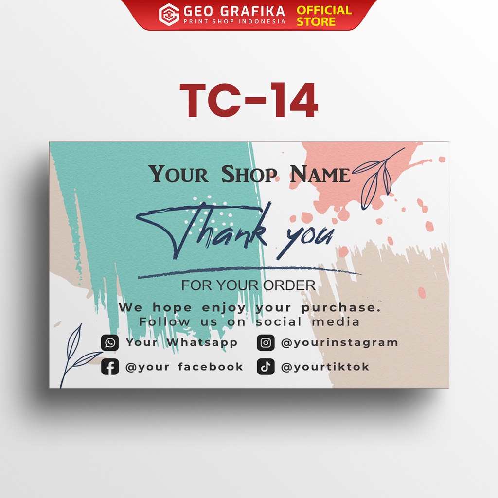 Jual Thank You Card / Kartu Ucapan Terima Kasih Aesthetic Online Shop Custom Free Desain - Geo ...