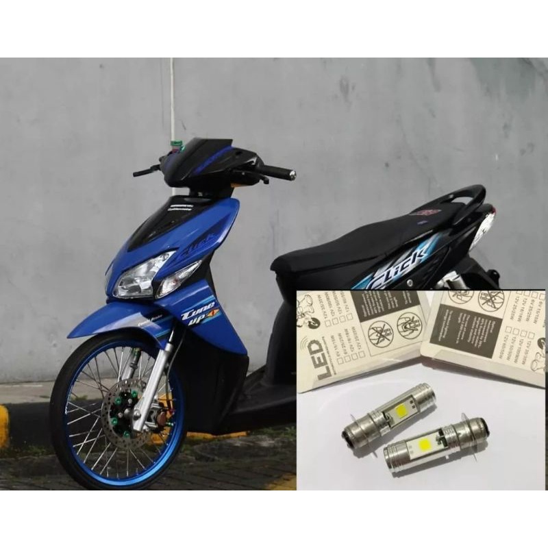 Jual Lampu depan sepeda motor model led 2 sisi nyala putih soket h6 ...