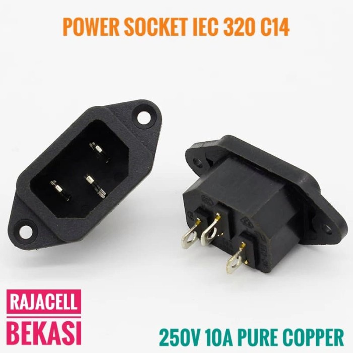 Jual Power Socket IEC 320 C14 220V 250V 10A Colokan Listrik 3 Pin Soket ...