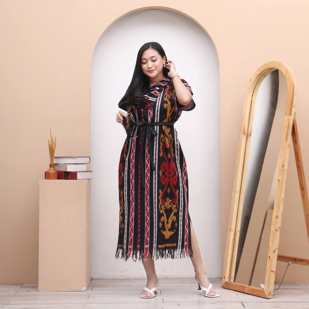 Jual DRESS AURORA TENUN IKAT ASLI SONGKET DRESS ETNIK DRESS KONDANGAN DRESS SONGKET KIMONIK ...