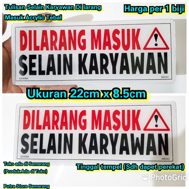 Jual Tulisan Selain Karyawan di larang Masuk Acrylic 22cm x 8.5cm ...