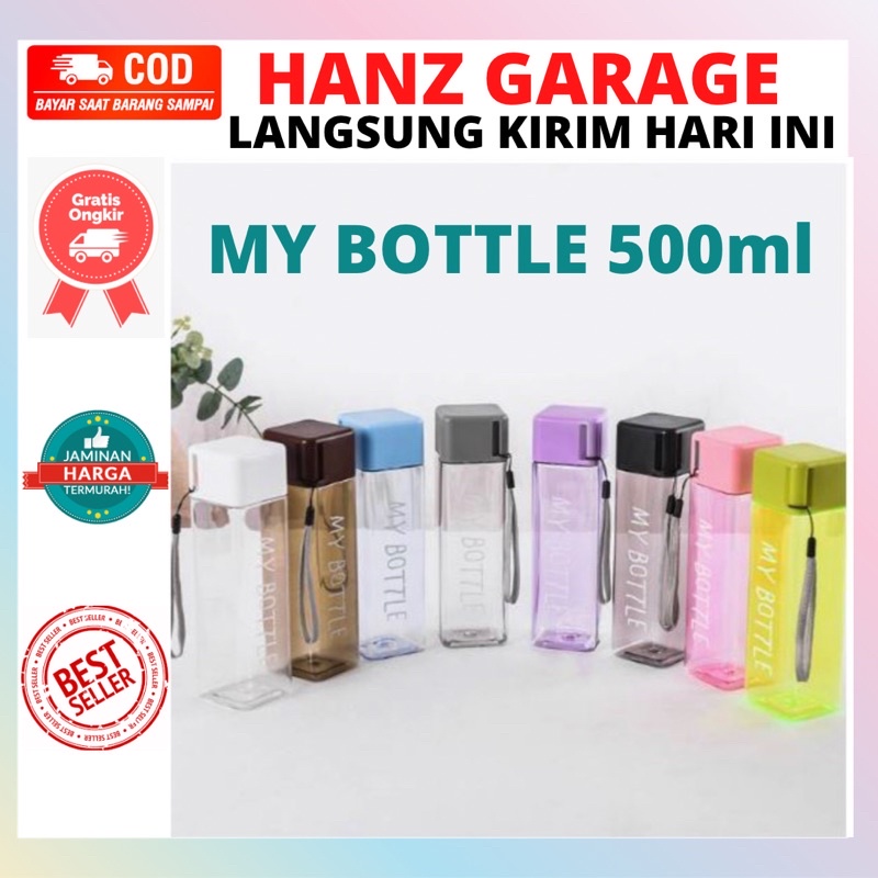 Jual Botol Air Minum 500ML MY BOTTLE KOTAK BPA Free tali gantung ...
