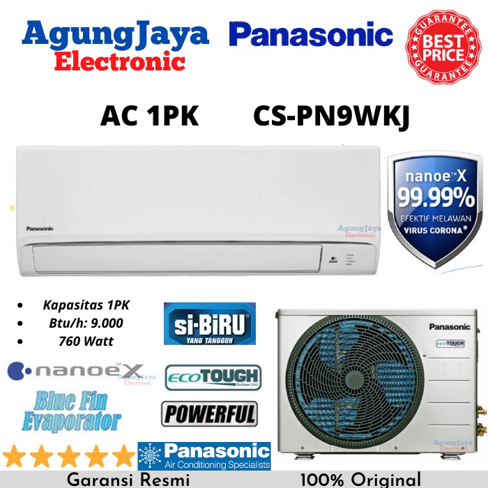 Jual AC PANASONIC CS-PN9WKJ 1 PK NANOE BIRU R32 1PK (CILEGON SERANG ...