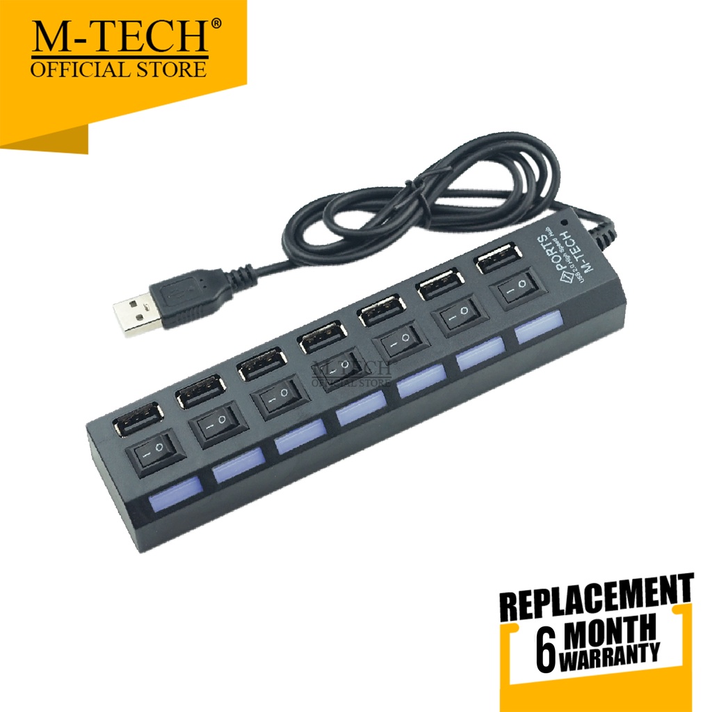 Jual MTECH USB 2.0 Hub Usb 7 Lubang Port 7 Switch | Shopee Indonesia