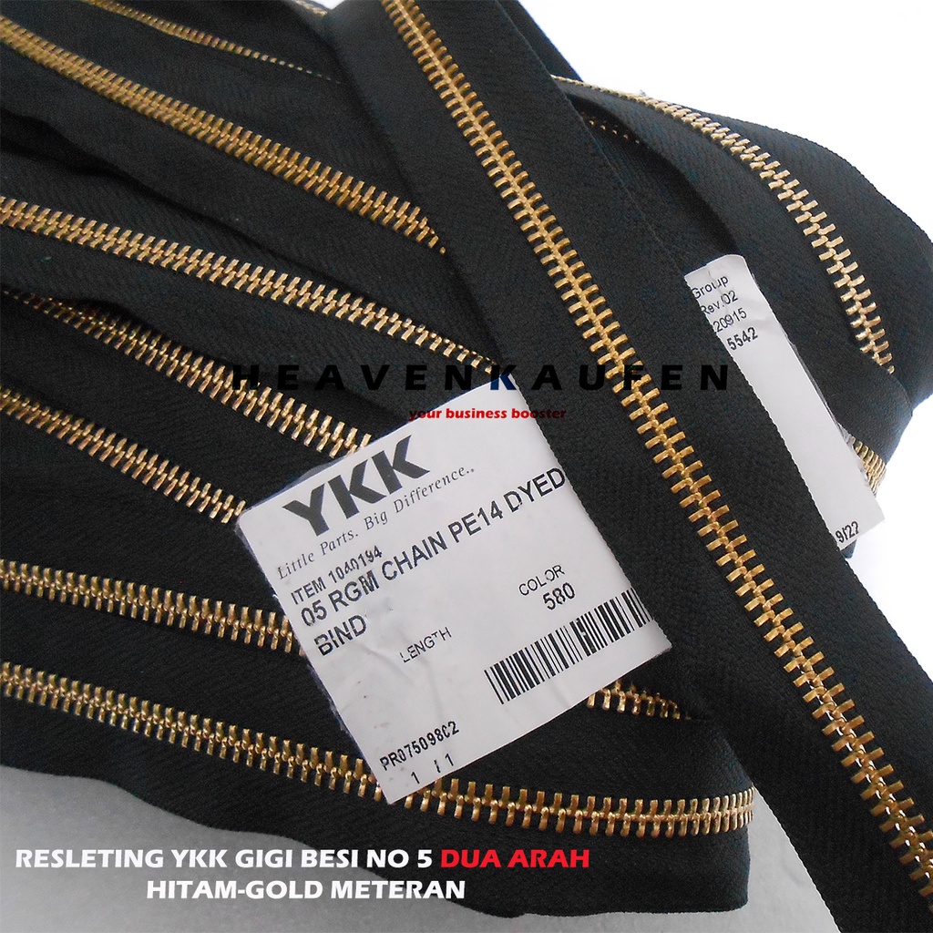 Jual Resleting Ritsleting YKK Dua Arah Two Way Zipper Type Gigi Besi No 5 Warna Hitam - Gold ...