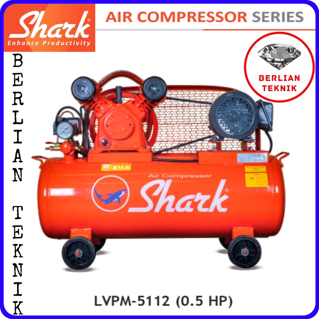 Jual Kompresor Angin Shark 1/2 HP (0.5 HP) LVPM 5112 Air Compressor ...