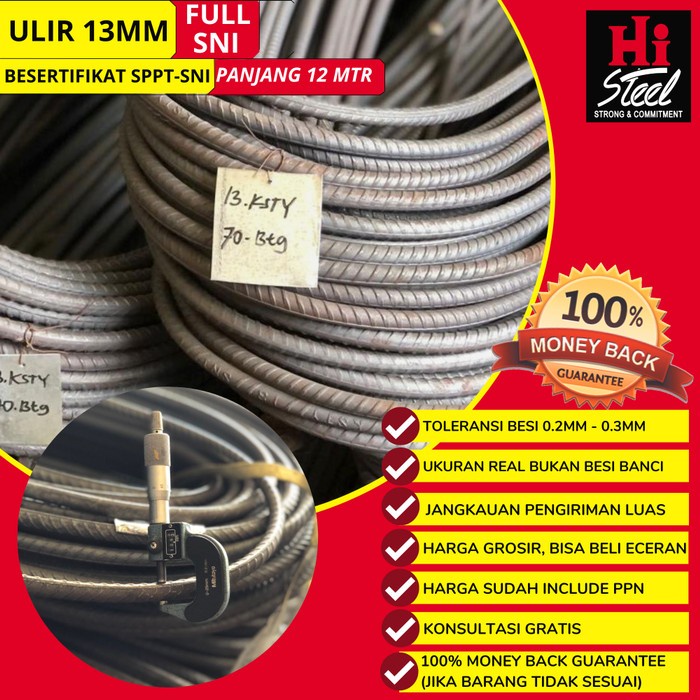 Jual Besi Beton Ulir Full SNI 13mm (Bersertifikat) | Shopee Indonesia