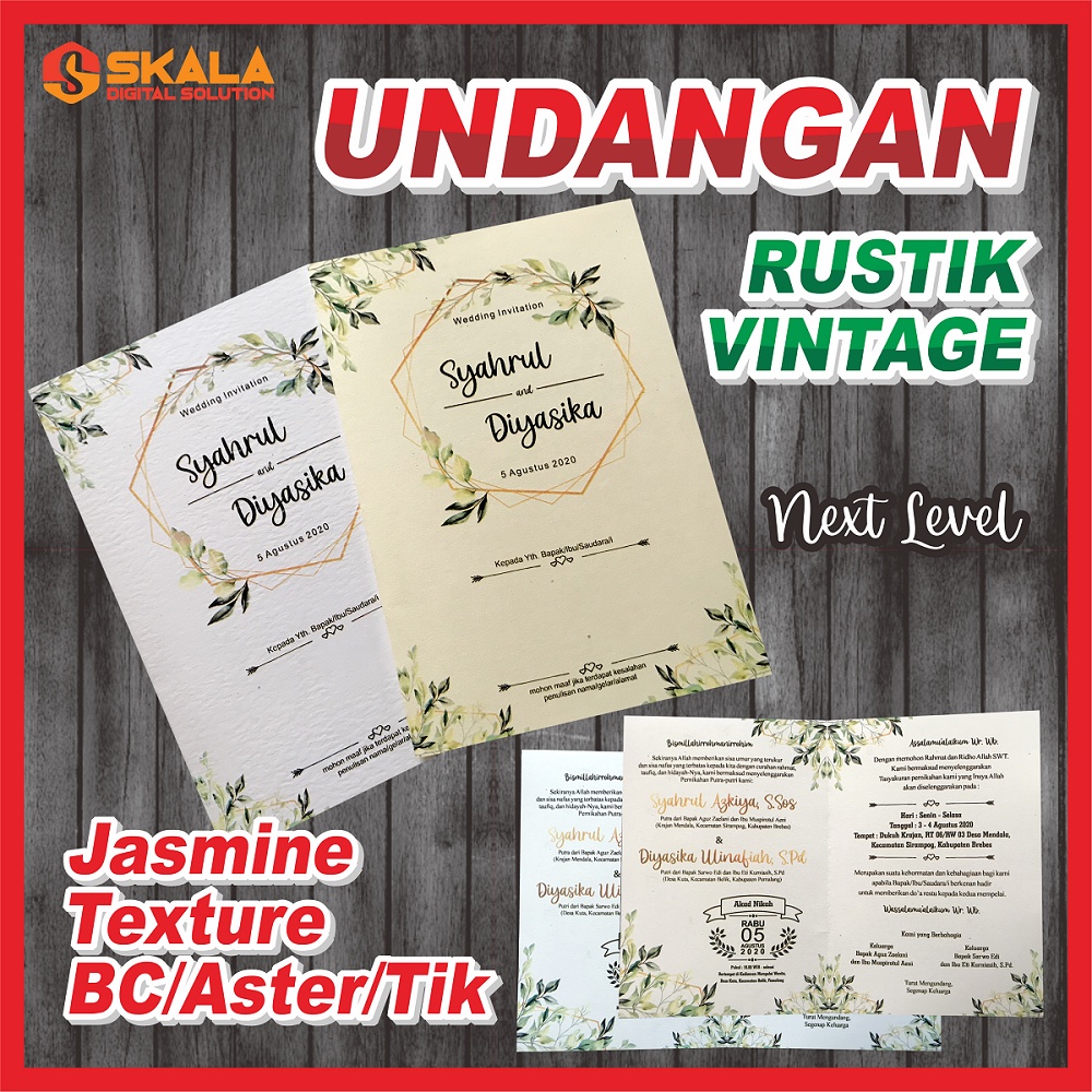 Jual CETAK UNDANGAN PREMIUM PERNIKAHAN RUSTIK VINTAGE RETRO JASMINE ...