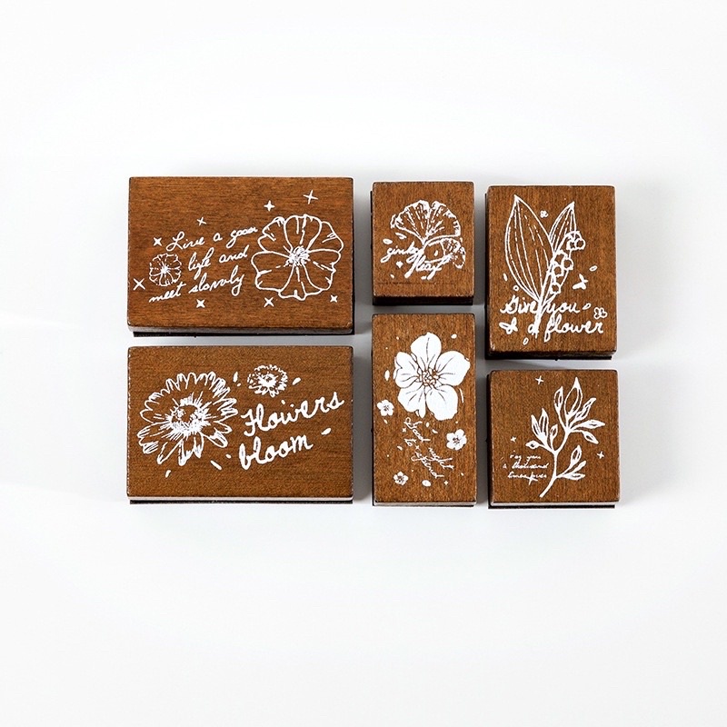Jual ECER wooden stamp rubber vintage flower / stempel kayu for ...
