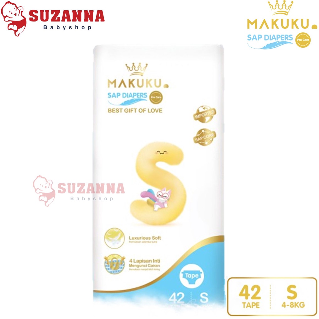Jual MAKUKU Air Diapers Premium Pro Care Tape S42 Popok Bayi SAP AntiGumpal | Shopee Indonesia