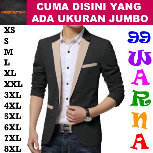 Jual 23 WARNA WARNI Blazer Cowok Jas Pria Jumbo Big Size Laki Laki ...