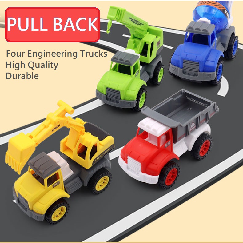 Jual Mainan Mobil Truk Engineering Truck Excavator Mixer Crane 4 pcs ...