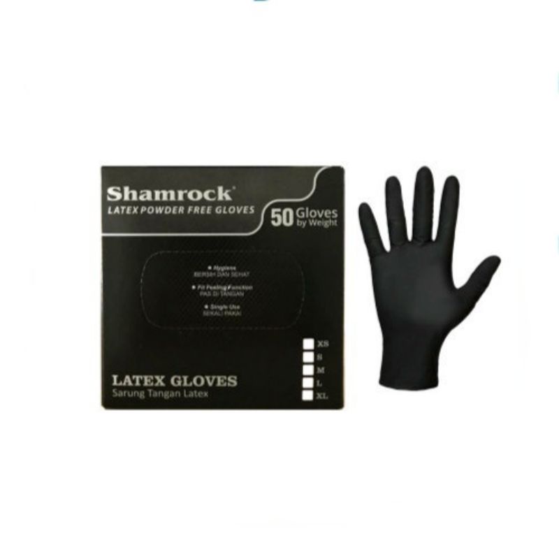 Jual Handscoon Sarung Tangan Latex Hitam Shamrock Kotak 50's | Shopee ...