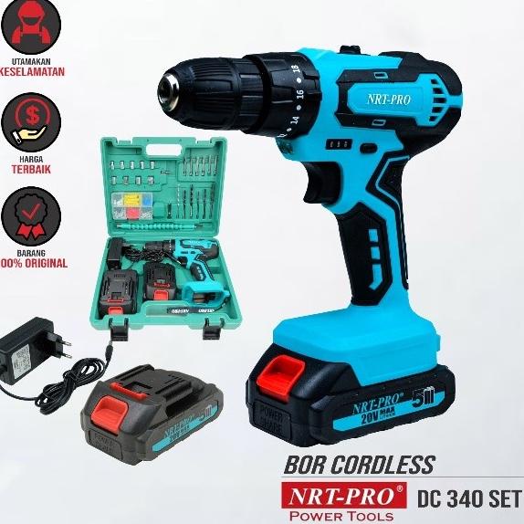 Jual Mesin Bor Baterai NRT PRO DC 340 SET 20V Mesin Bor Tangan Portable ...