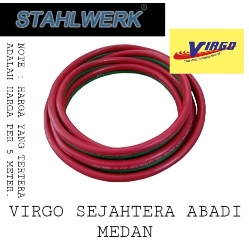 Jual SELANG LAS DOUBLE / SELANG DOBEL 1/4" X 3/8" STAHLWERK - 5 METER ...