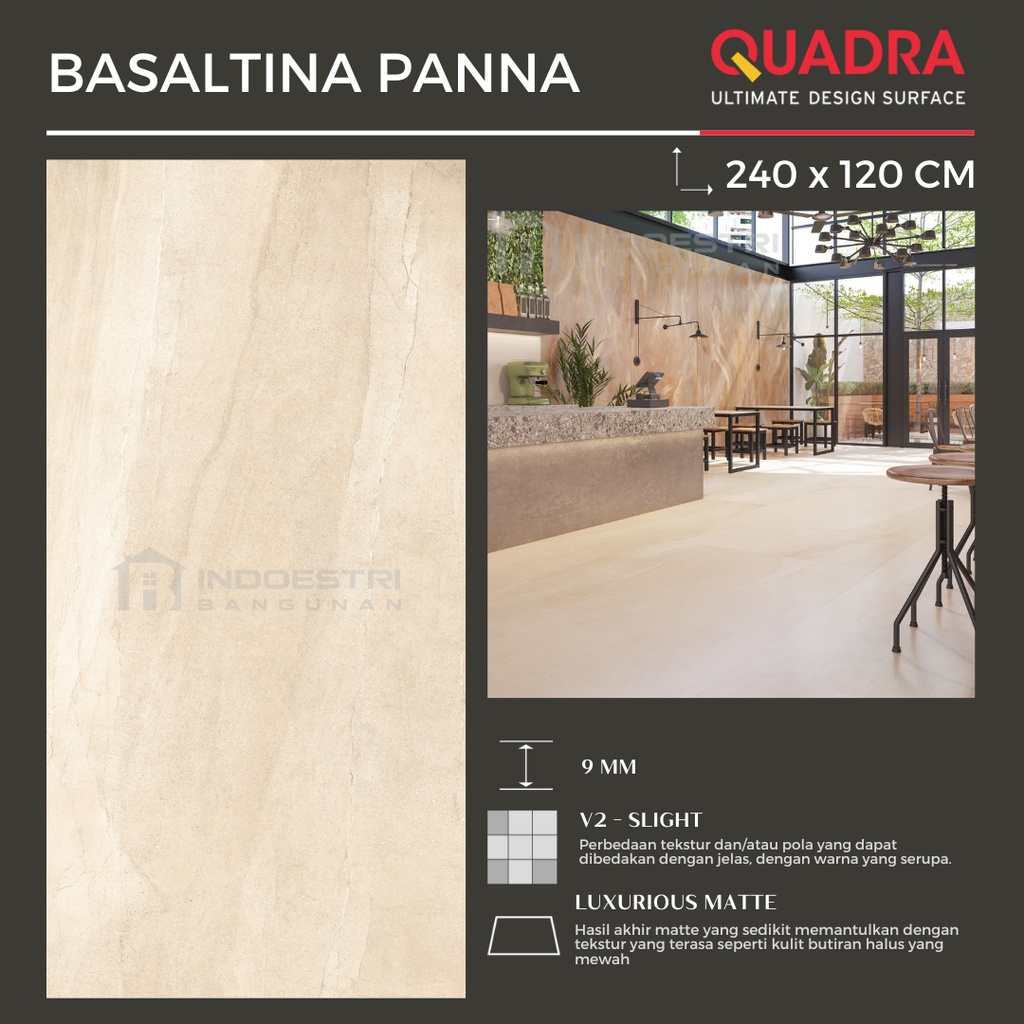 Jual Granit Quadra Basaltina Panna 240 x 120cm (1 keping / 2,88m2) Original Matte | Shopee Indonesia