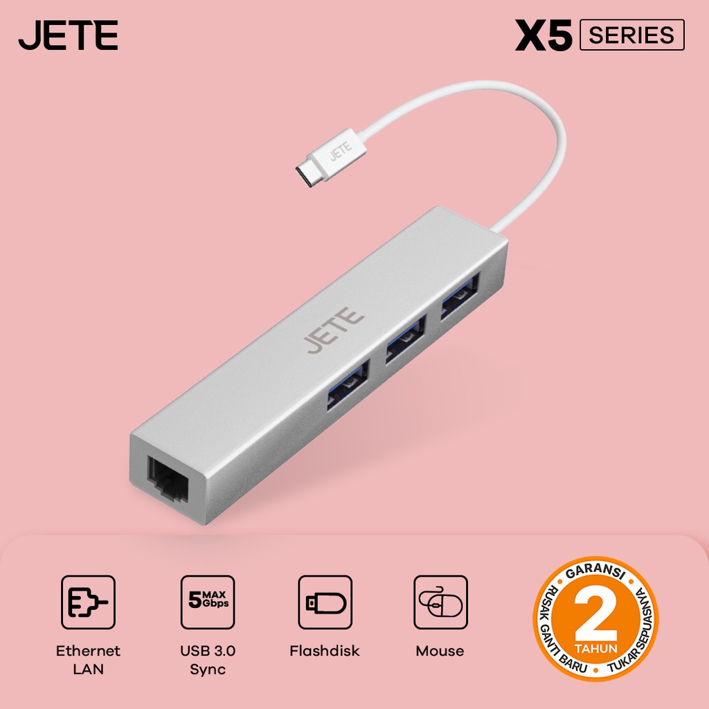 Jual Converter LAN To USB 5in1 JETE X5 - Konverter USB Hub LAN USB 5 in ...