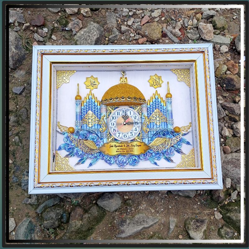 Jual Bingkai Figura Mahar 3D Pernikahan Masjid Terbang Pajangan Hiasan ...