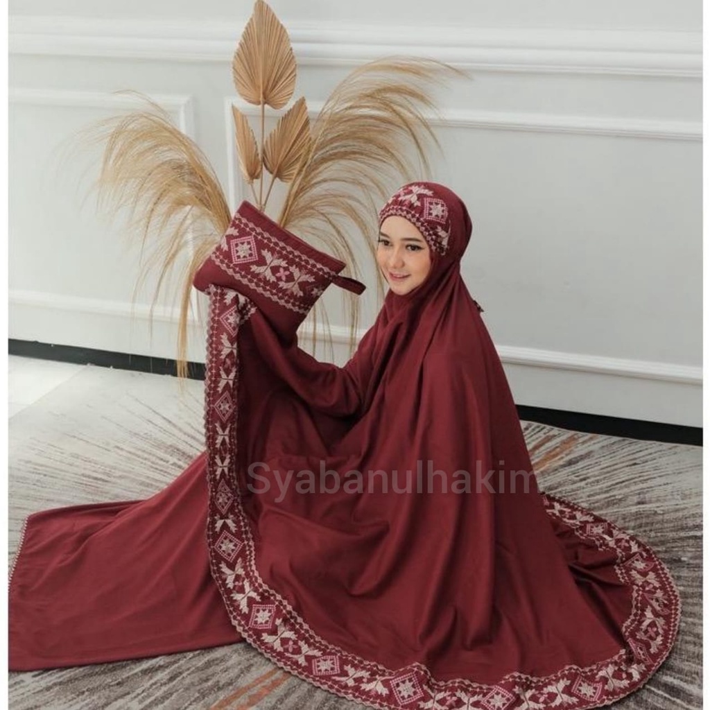 Jual Mukena Bordir Khadijah Songket Jumbo Mukena Premium Bordir Full ...