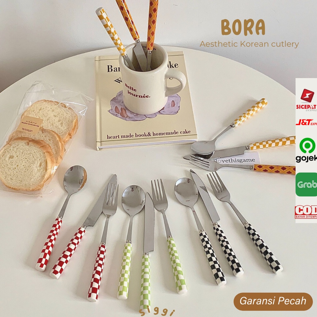 Jual [siggi] BORA Korean Aesthetic Spoon / Sendok Garpu Pisau Korea 1 ...