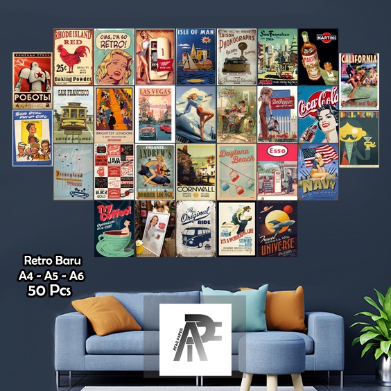 Jual POSTER MOTIF RETRO BARU 50 PCS / POSTER DINDING AESTHETIC / POSTER ...