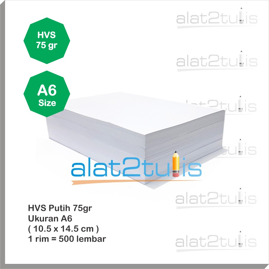 Jual HVS A6 (75 / 80 gram ) 10.5 x 14.5 cm putih 500 lembar | 1 rim ...