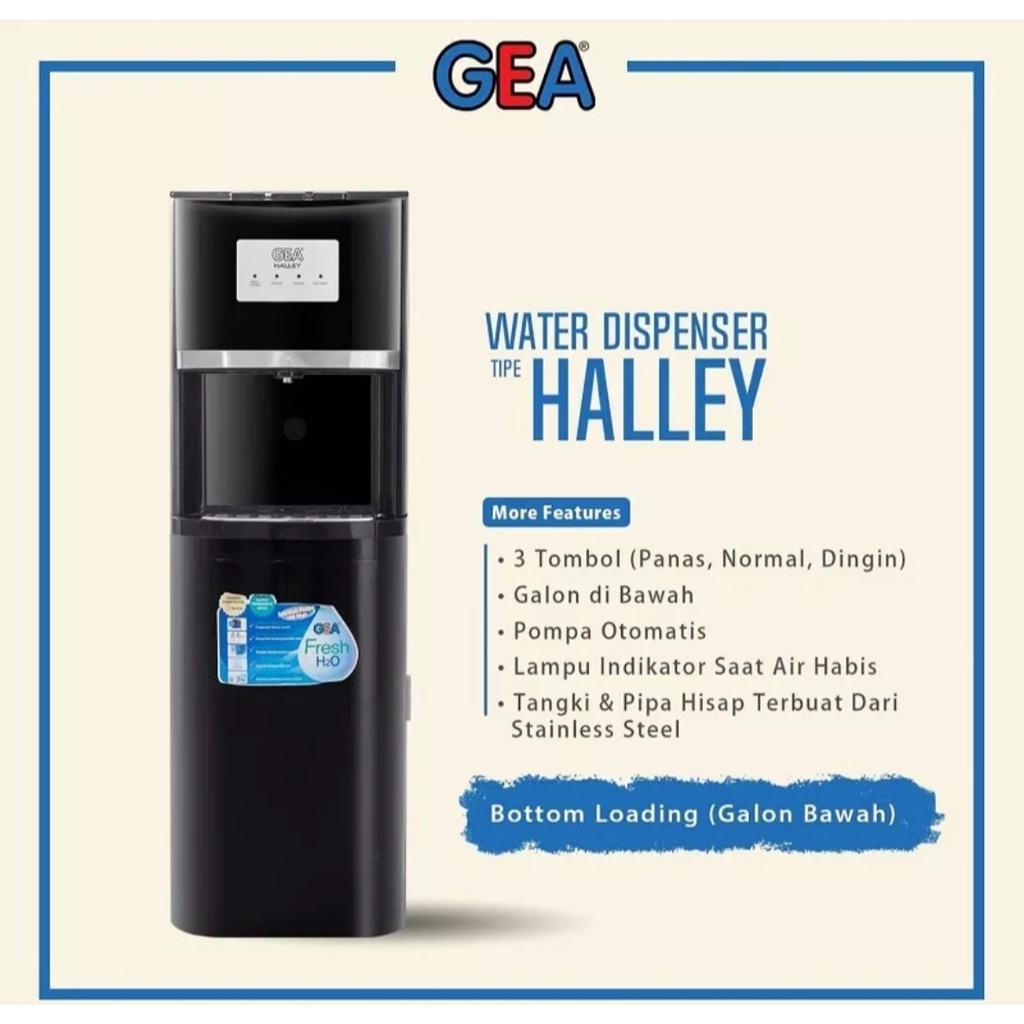 Jual GEA Water Dispenser Halley Galon Bawah Low Watt | Shopee Indonesia