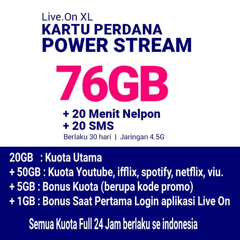 Jual Kartu Perdana Live On 76GB 30 Hari Nasional | Shopee Indonesia