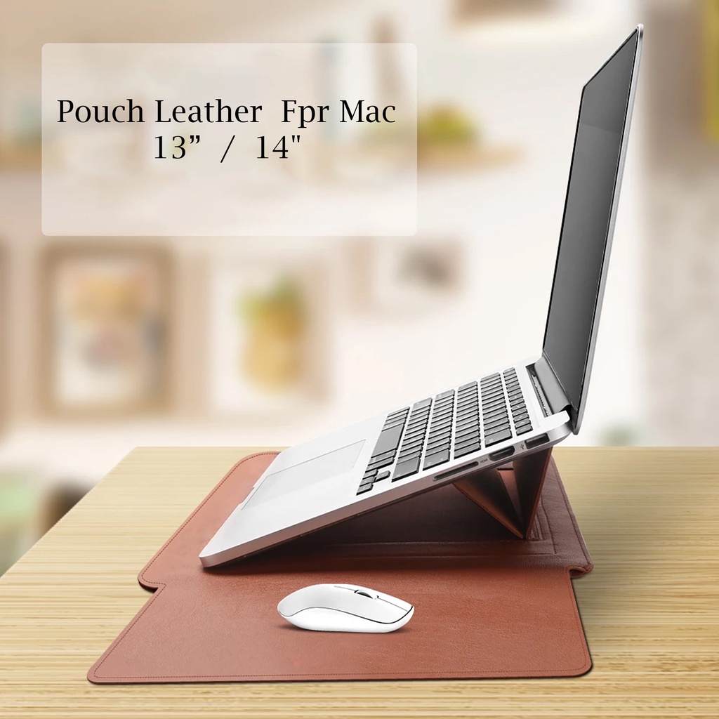 Jual Pouch Leather STAND LAPTOP | MACBOOK | TABLET UNIVERSAL 13" & 14 ...