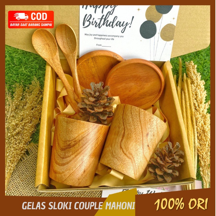 Jual Hampers gelas mini couple aesthetic / hampers set gelas kayu ...