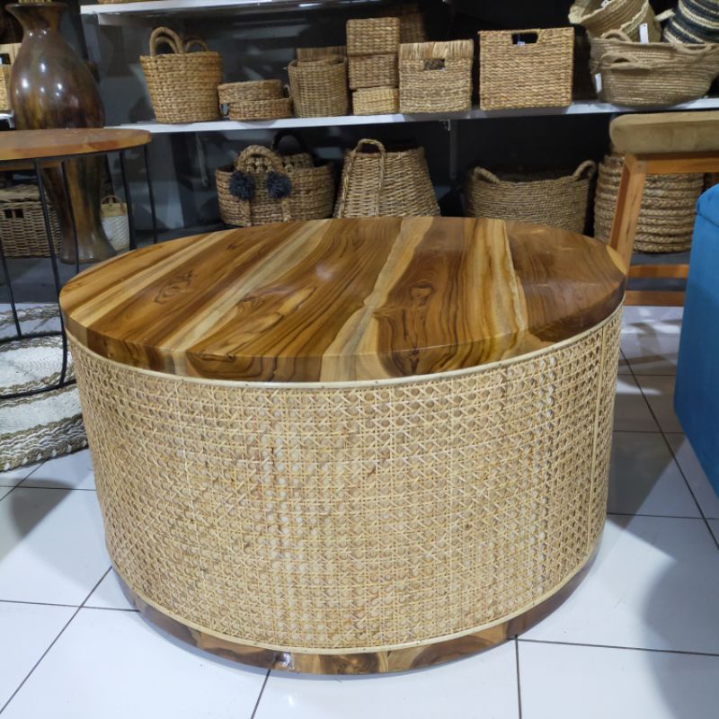 Jual meja rotan/meja kayu/meja ruang tamu | Shopee Indonesia