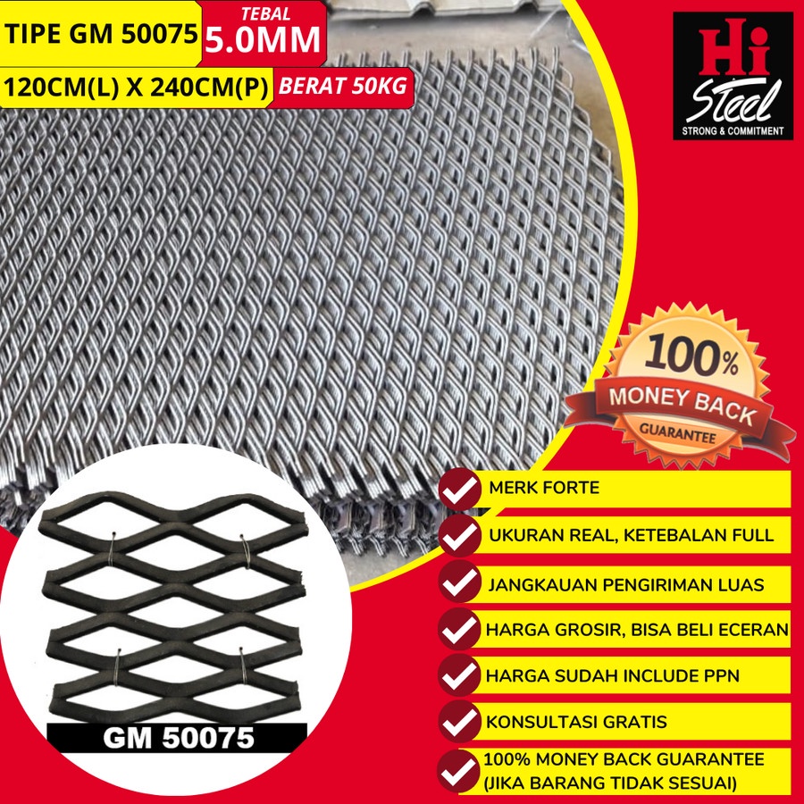 Jual Expanded Metal Besi Tipe GM 50075 - 120cm x 240cm | Shopee Indonesia