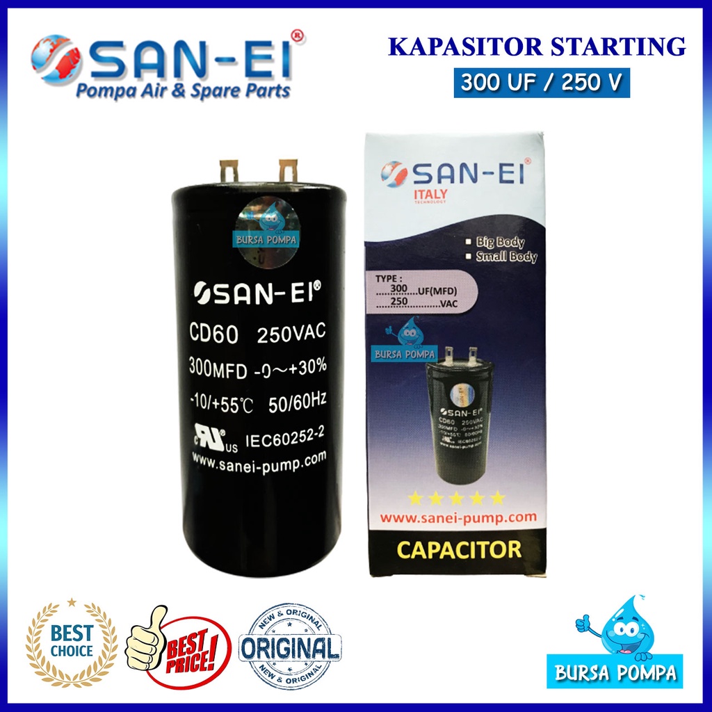 Jual Kapasitor Capasitor Starting SAN EI 300UF Mikro 250V / Kondensor ...