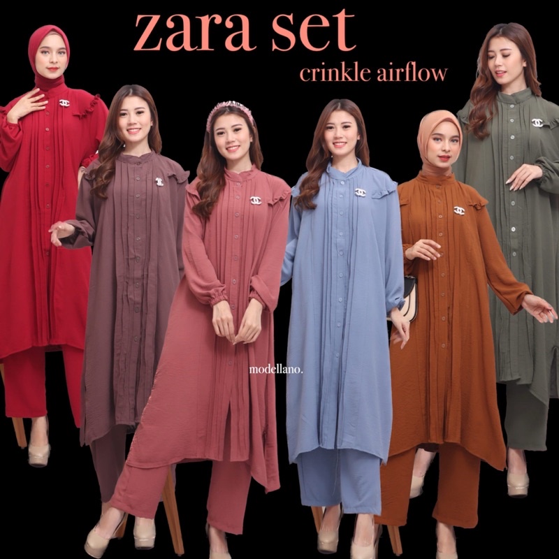 Jual ONE SET CRINKLE LONG TUNIK JUMBO BUSUI KANCING DEPAN ZARA FREE ...