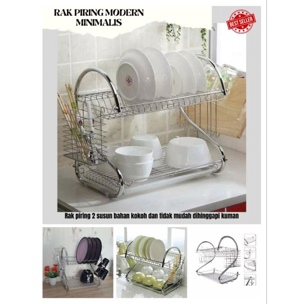 Jual Rak Piring Stainless Minimalis 2 Layer | Shopee Indonesia