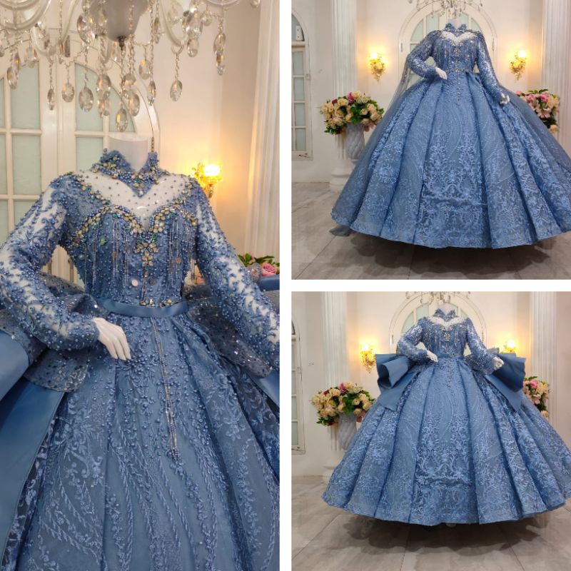Jual GAUN WEDDING BEREKOR MEWAH | BAJU PENGANTIN MODERN | GOWN WEDDING ...