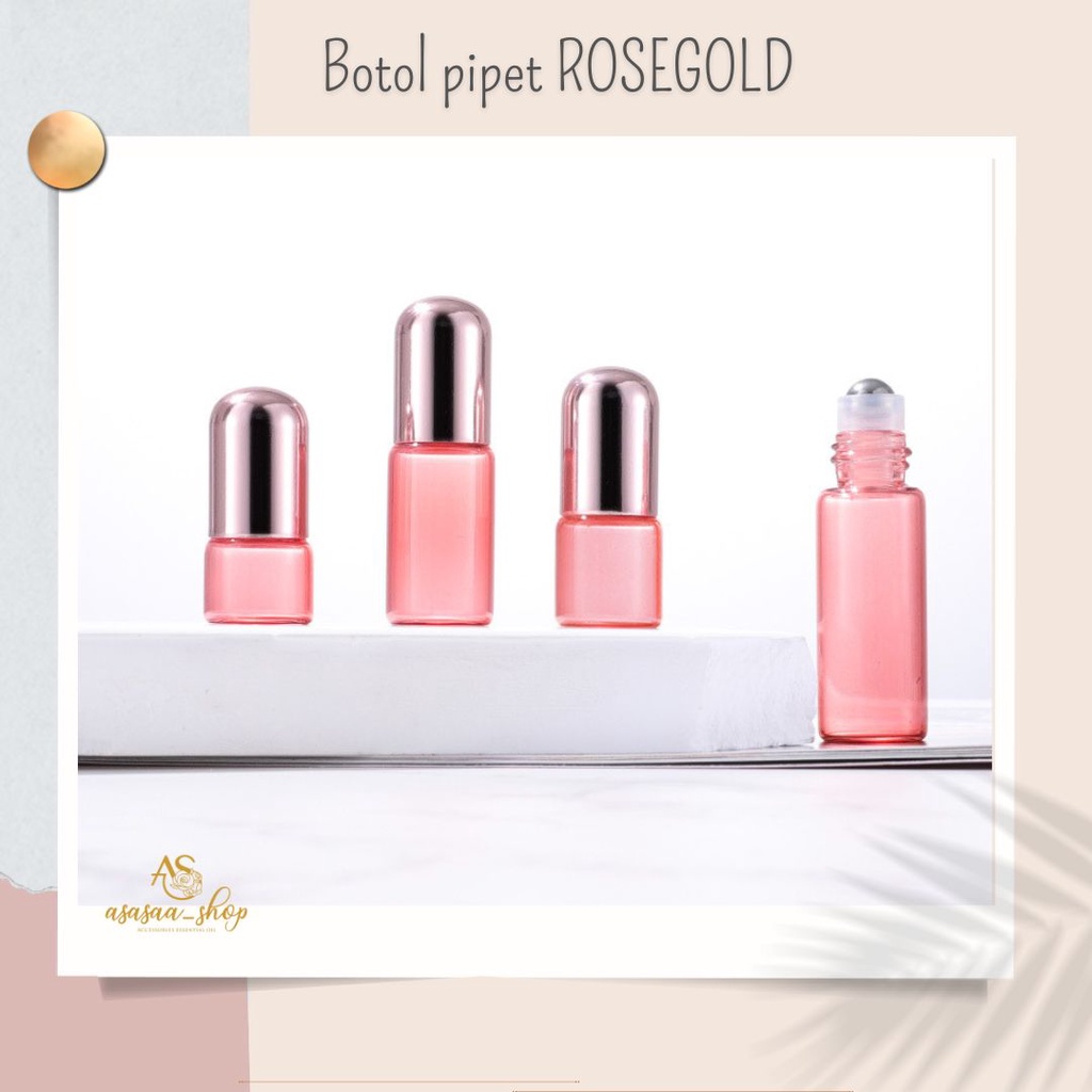 Jual Botol Roll On Kaca RoseGold 1,2,3,5ml Essential Oil / roller ...
